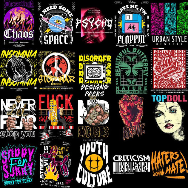 200 Streetwear Designs: PNG & SVG Bundle for Designers | Designs Bundles