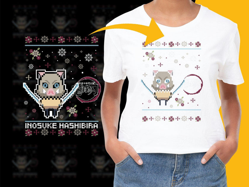 Cute Anime Pixel Art Inosuke Hashibira Themed PNG File | Designs Bundles