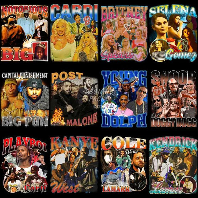 30 High-Quality Music Bootleg Star PNG Mix & Match Design Bundle ...