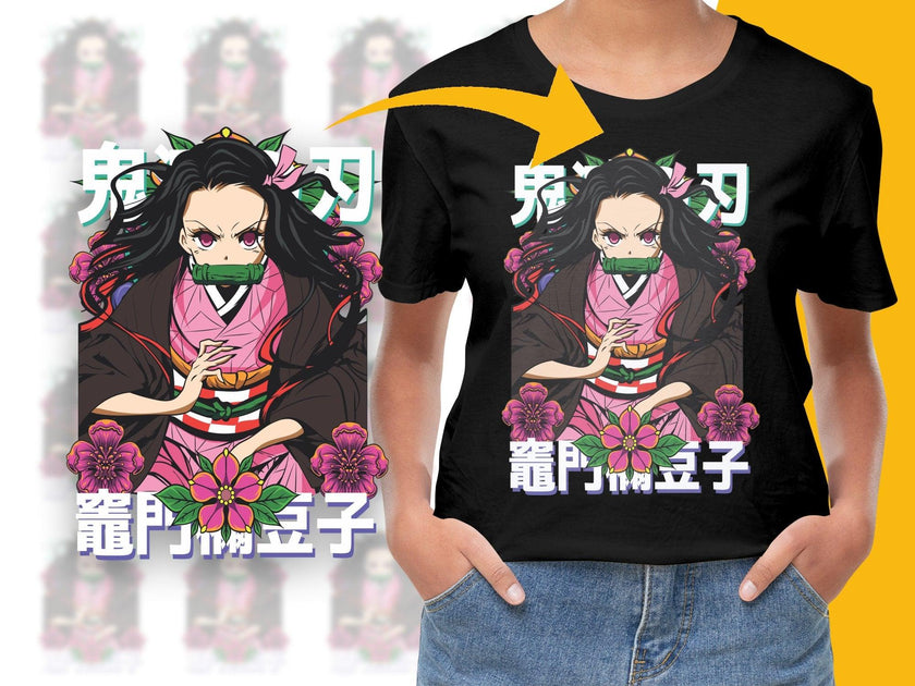 Nezuko Kamado Flowers Demon Slayer PNG File | Designs Bundles