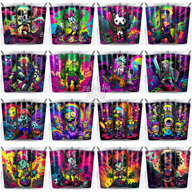 99 Cartoon Zombie Tumbler Wraps: JPG Bundle for Sublimation | Designs ...