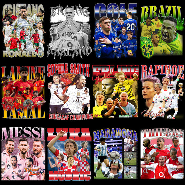 62 Premium Football & Soccer Player Bootleg PNG Designs Bundle ...