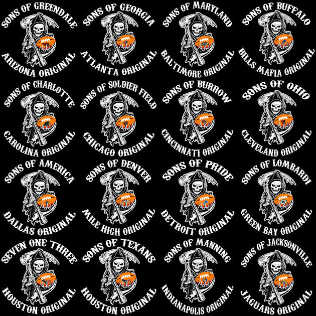 32 NFL Team Parody Logos: Hilarious SOA-Style PNG Bundle | Designs Bundles