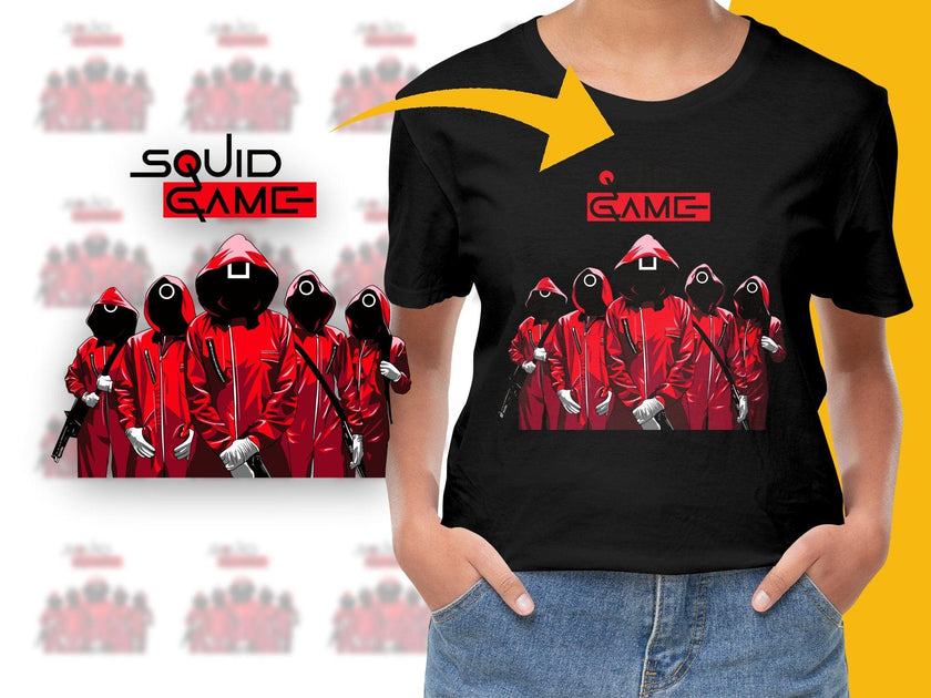 Squid Game Guards Illustration Red Uniforms PNG File | Designs Bundles