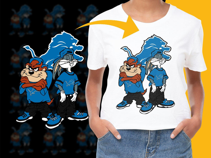 Bugs Bunny and Tazz Football Fans Lions PNG File | Designs Bundles