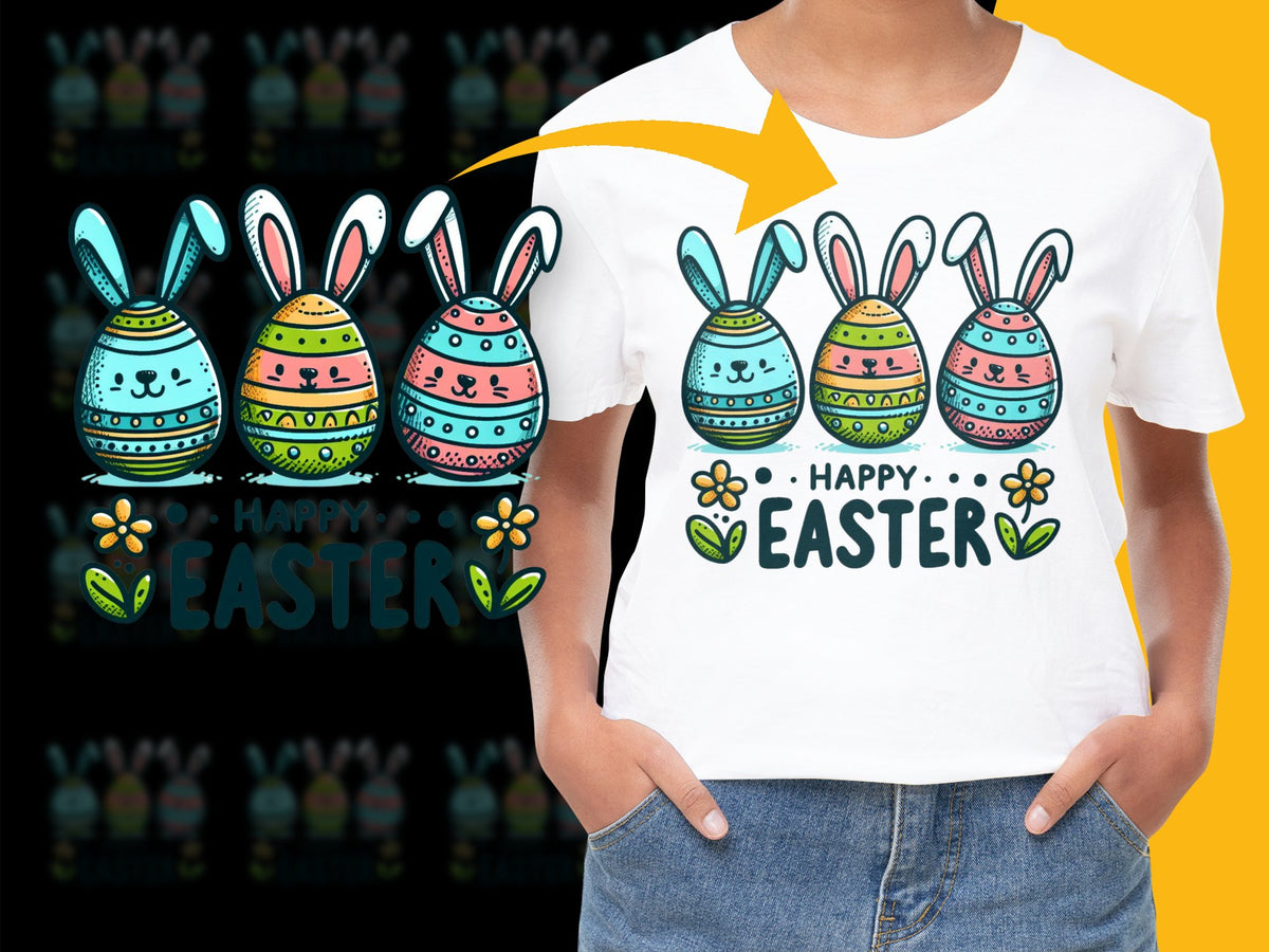 Happy Easter Graphic Bunny and Egg PNG File | Designs Bundles