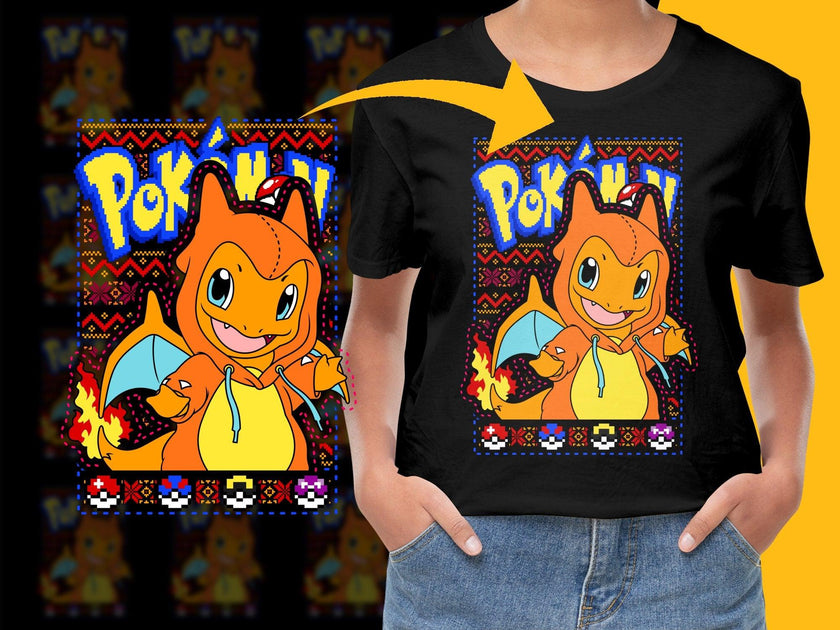 Pikachu Christmas Charizard Festive Joyful Graphic PNG File | Designs ...