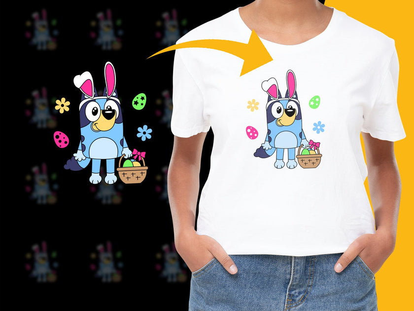 Bluey Easter Bunny Basket Egg Hunt Fun PNG File | Designs Bundles