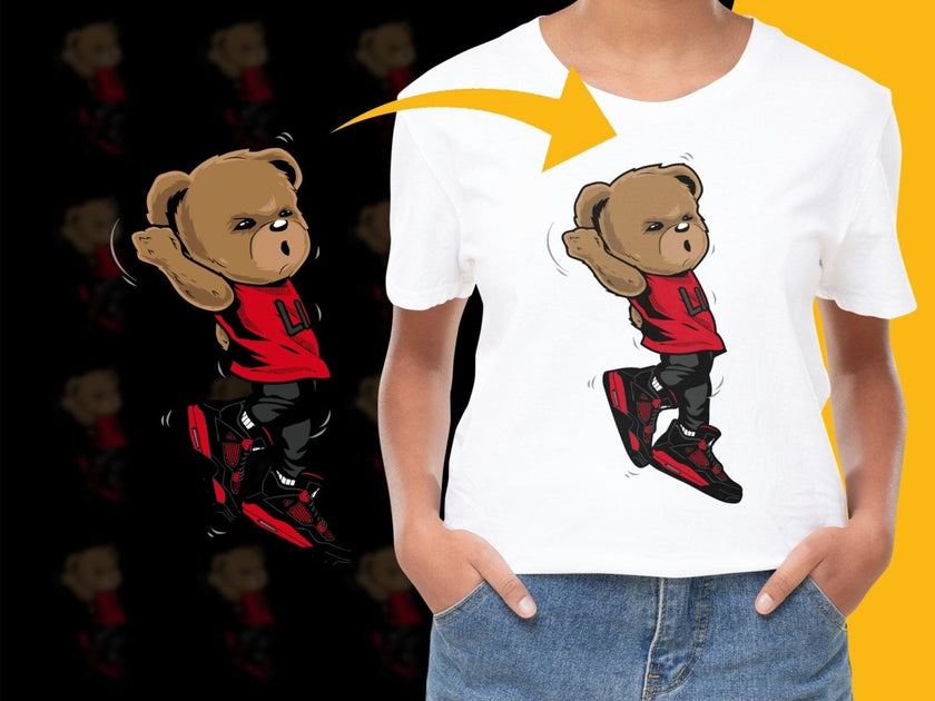 Stylized Dunking Bear in Red Jersey Streetwear PNG File | Designs Bundles